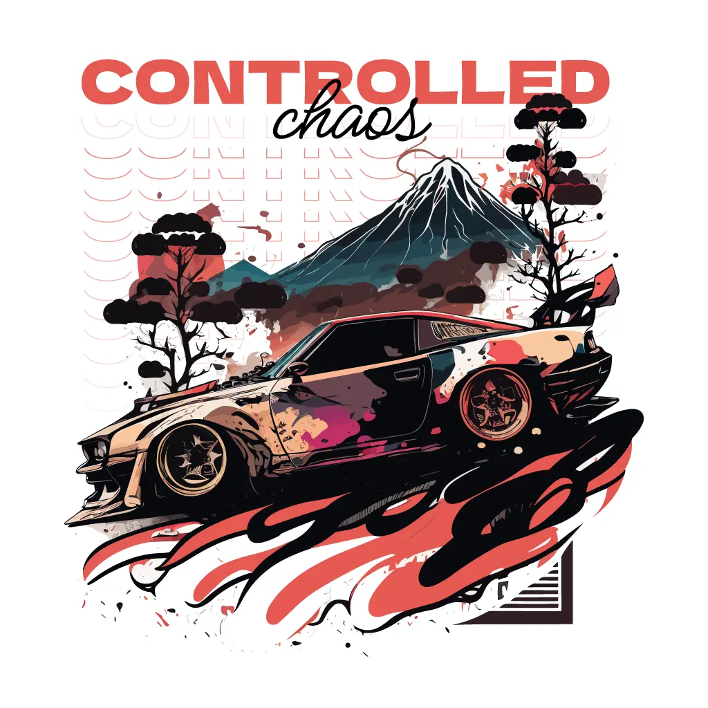 japanese racing car drifting with mountains and trees in the background ...