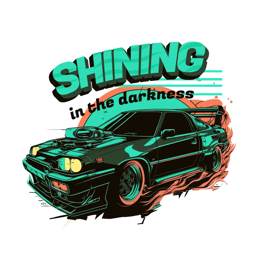 Japanese vaporwave style car with smoke around design - Tshirt Designs