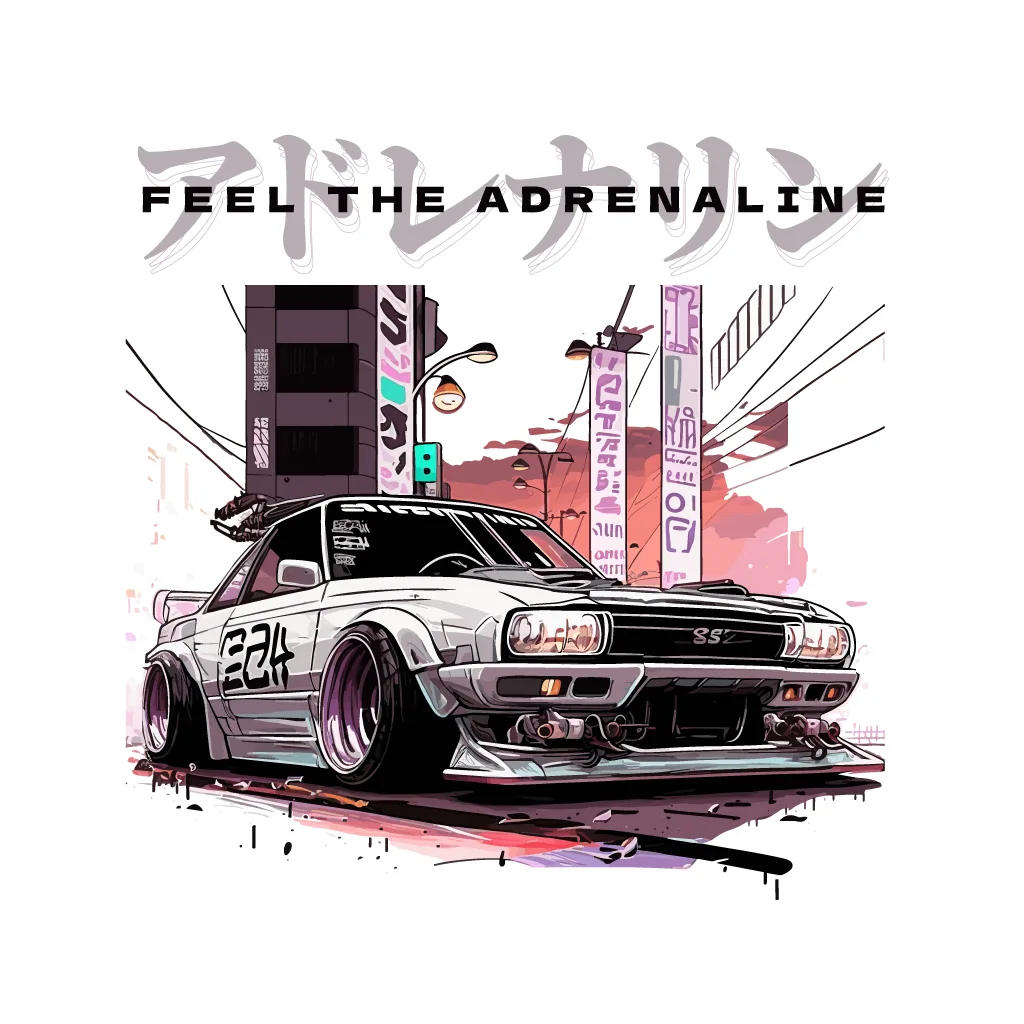 Customized racing car on the streets of japan design - Tshirt Designs