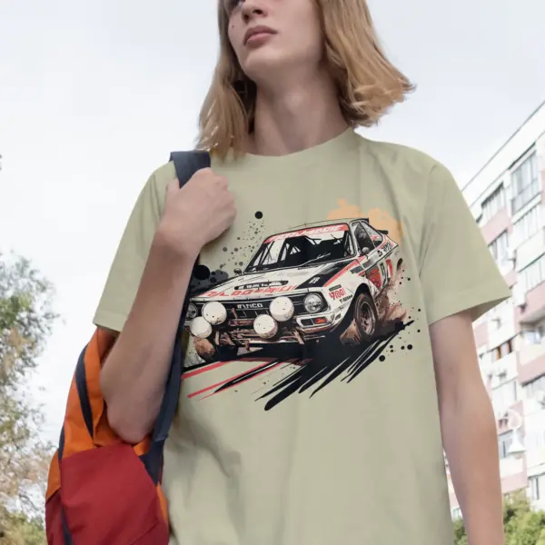 Rally racing car kicking up dust design - Tshirt Designs