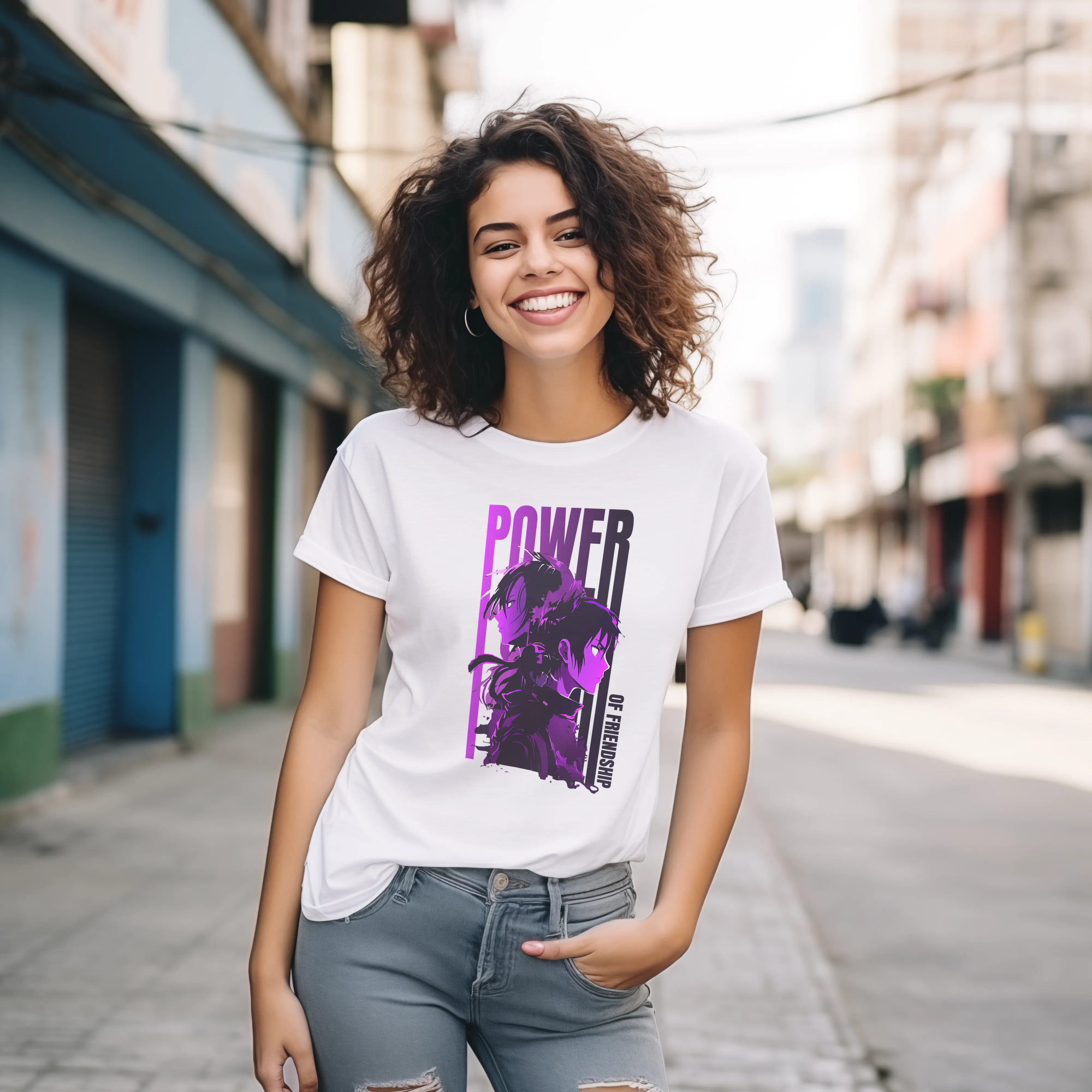 Powerful friends gathered and drawn in anime style design t-shirt ...