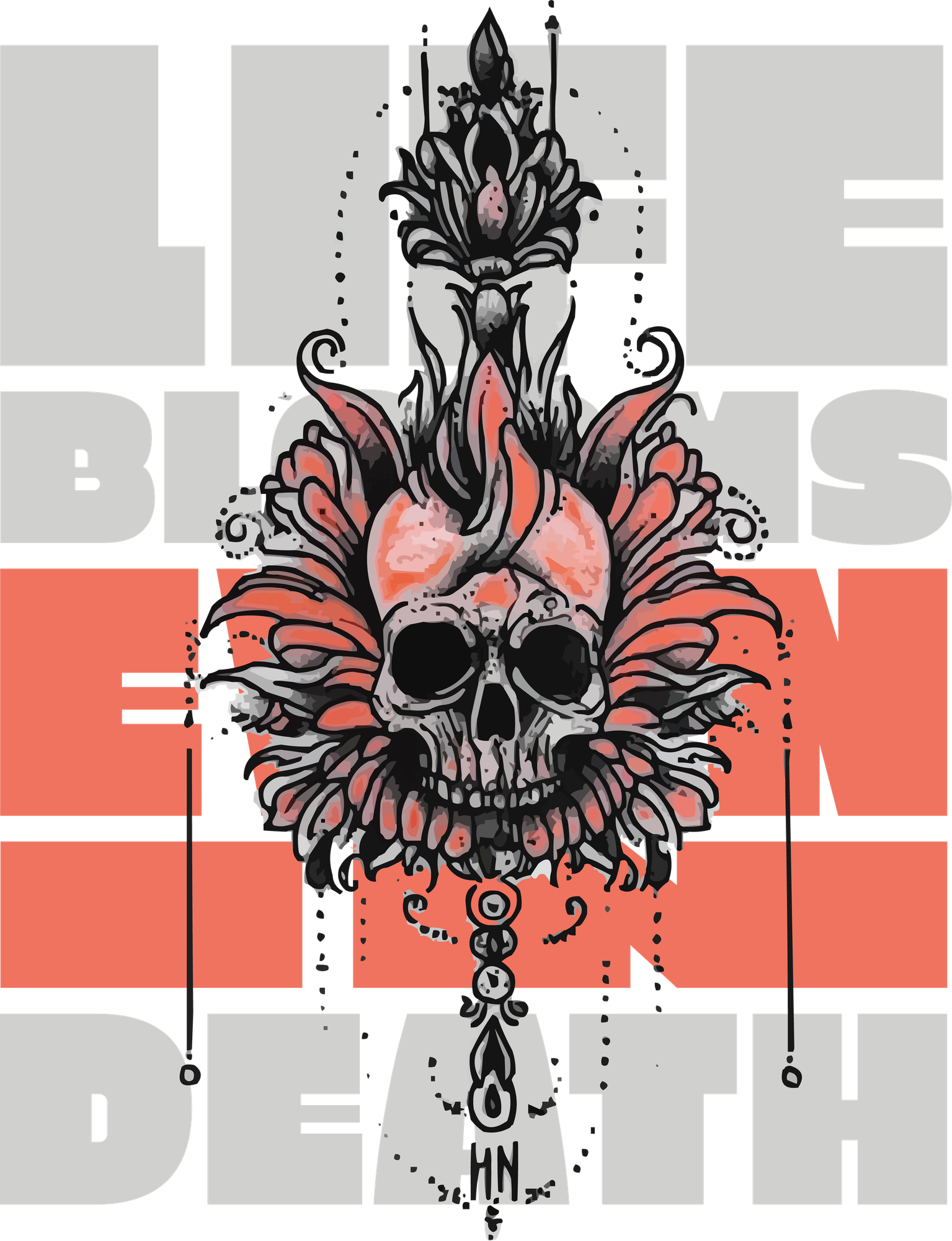 A tribal in the center of a design with a circular phrase with embossed ...