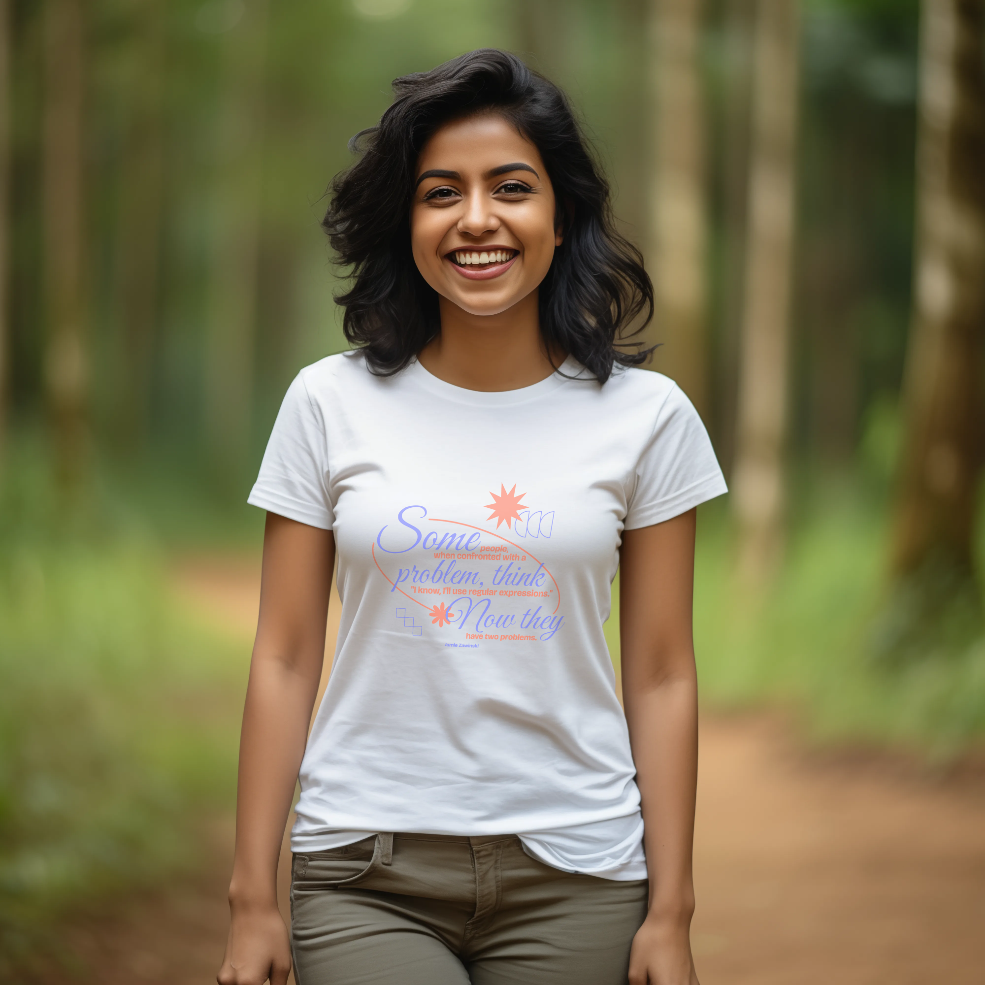 Programming phrase in a handwritten and serif font with geometric ...