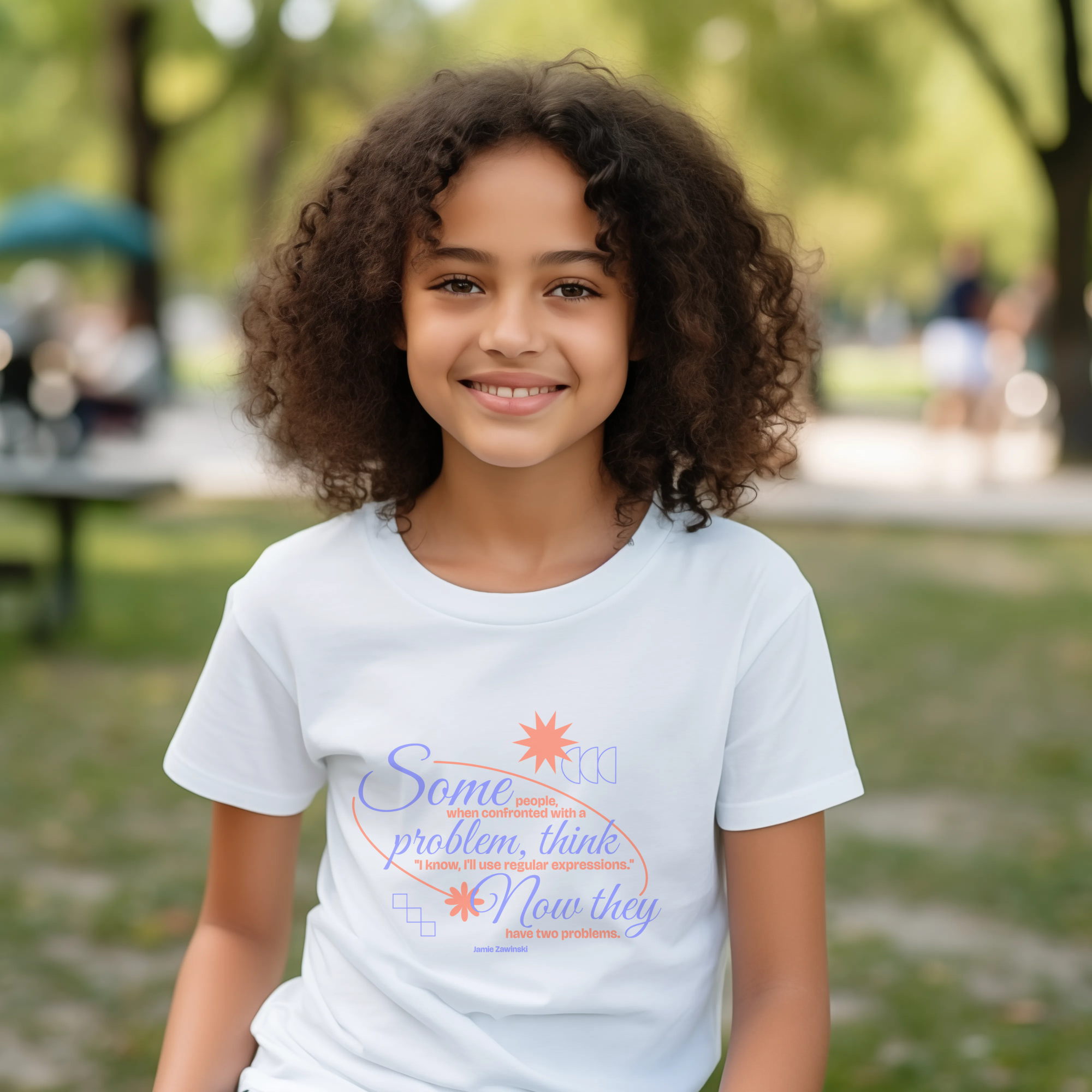 Programming phrase in a handwritten and serif font with geometric ...