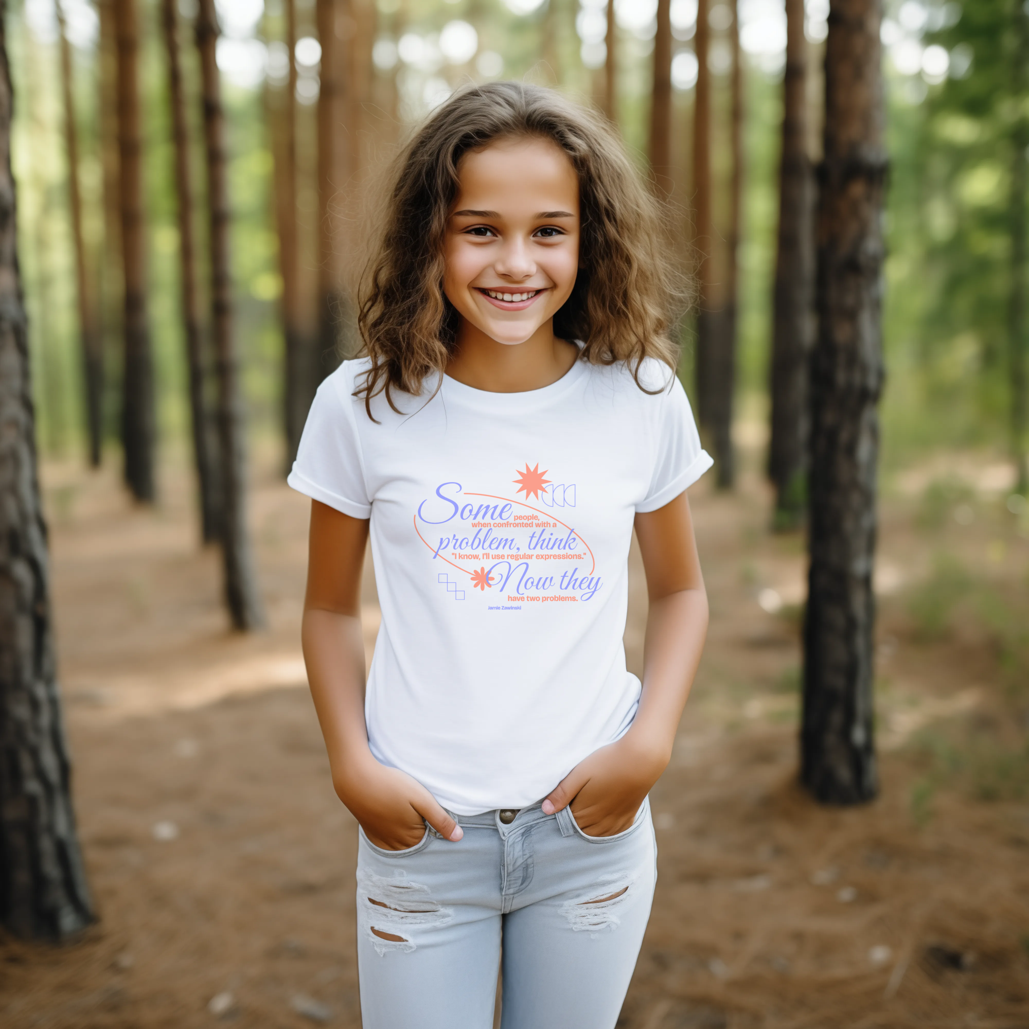 Programming phrase in a handwritten and serif font with geometric ...