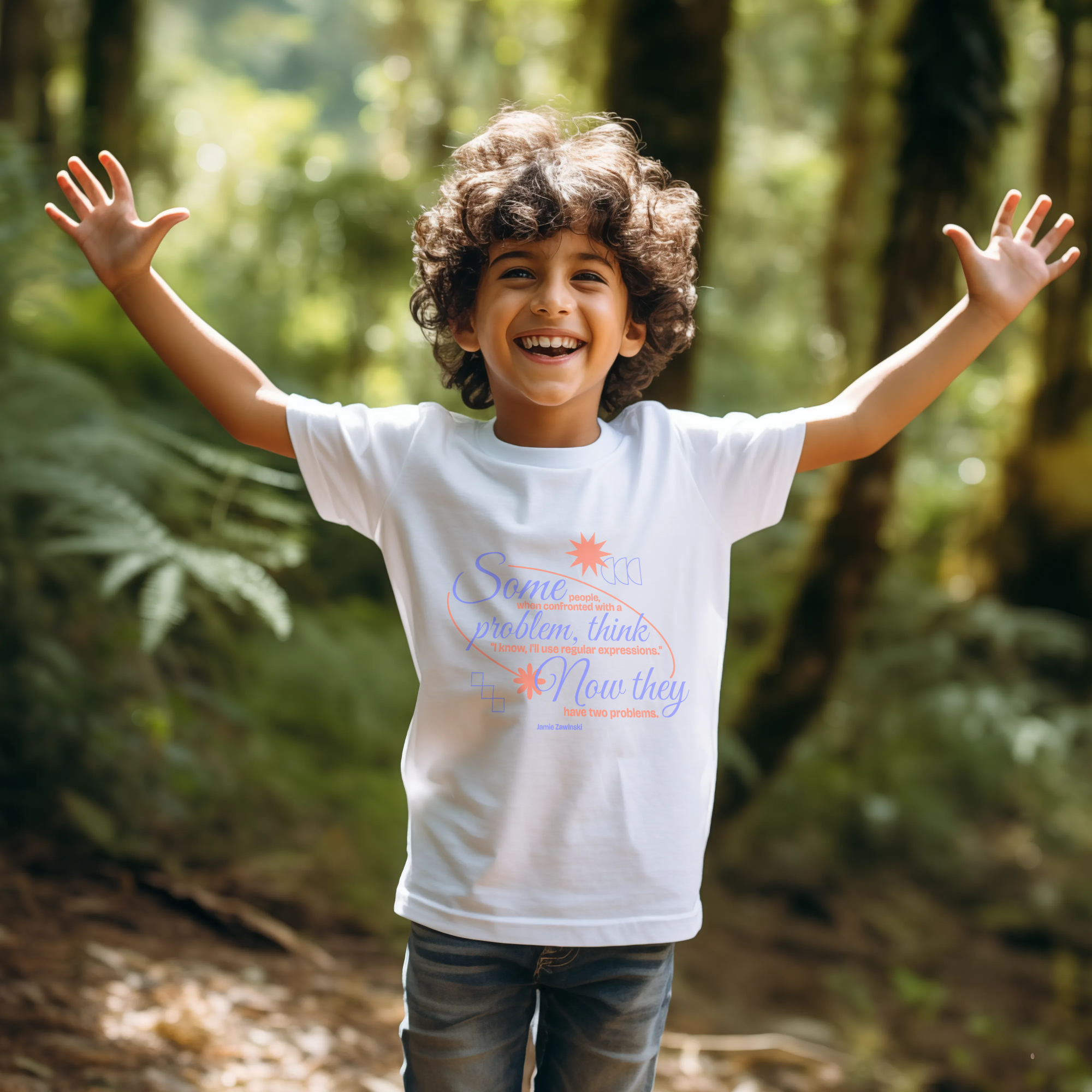 Programming phrase in a handwritten and serif font with geometric ...