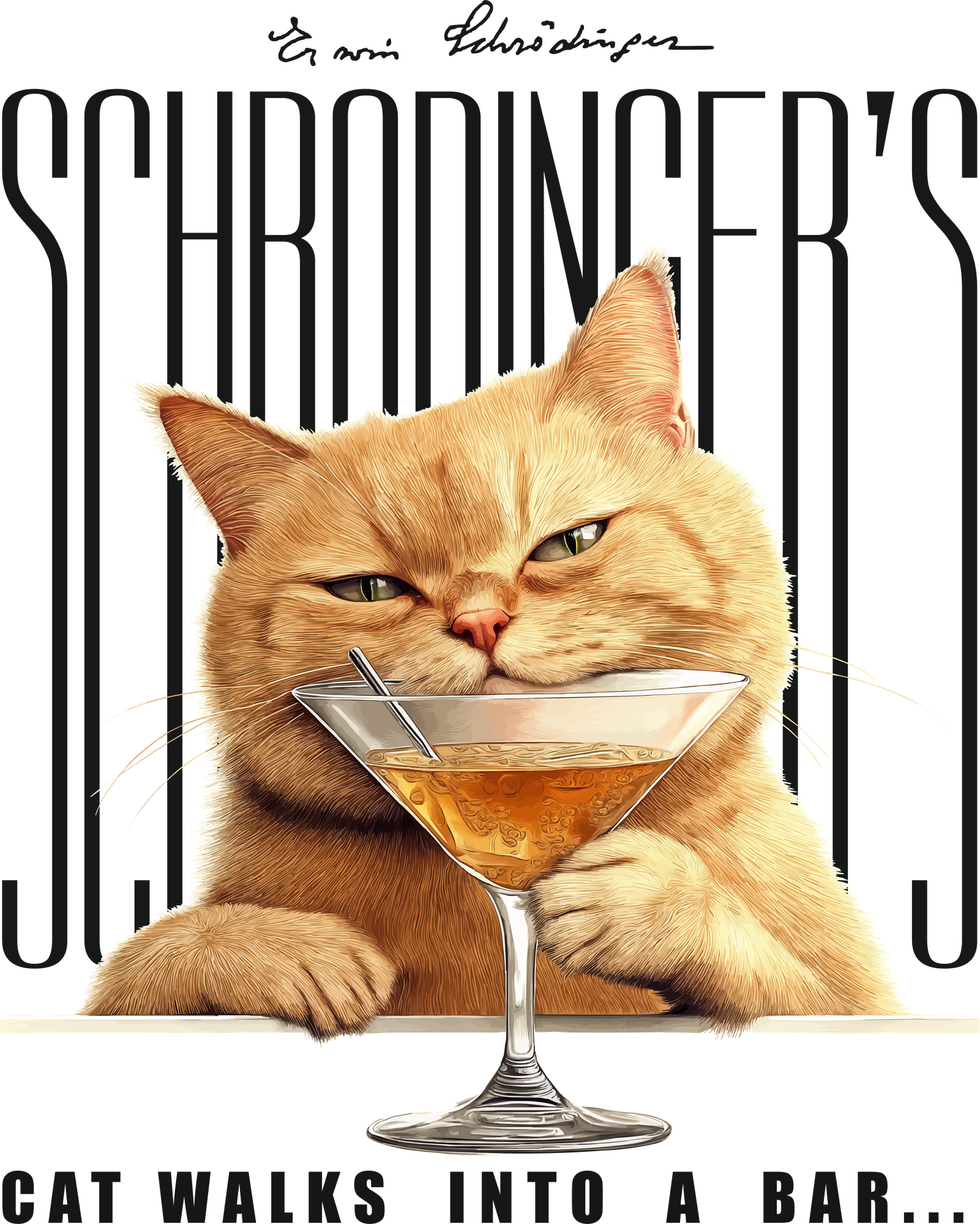 Schrodinger’s cat walks into a bar… t-shirt design | tshirtdesigns.com