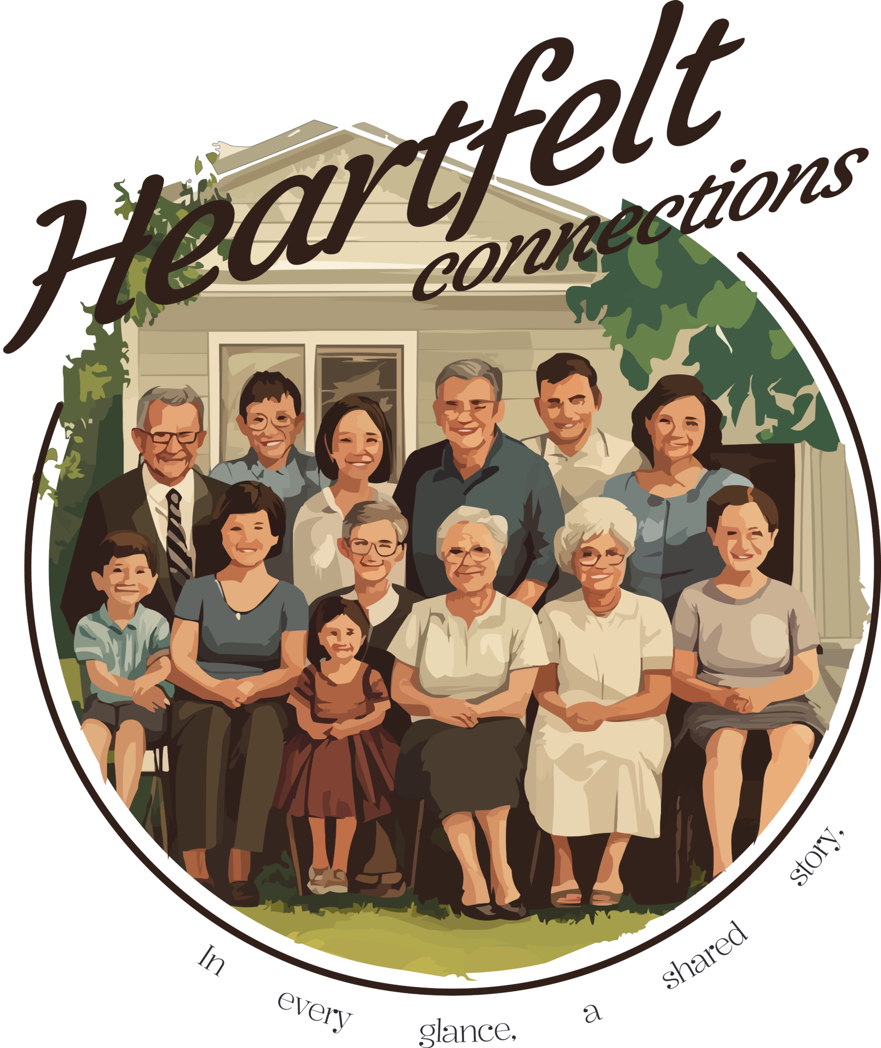 Large family together posing for a family photo design t-shirt design ...