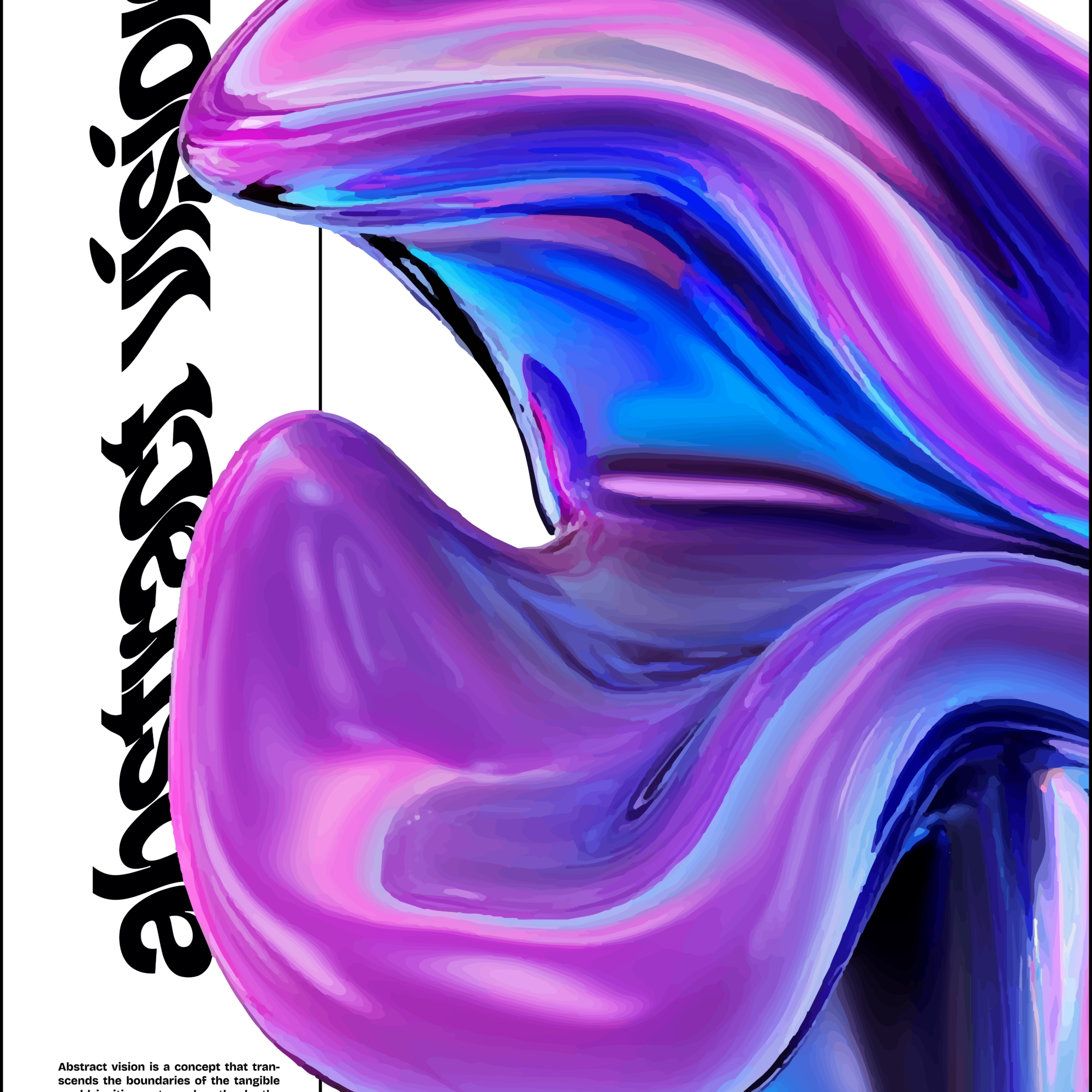 Abstract multicolor wave object with mask effect that intersects with a ...