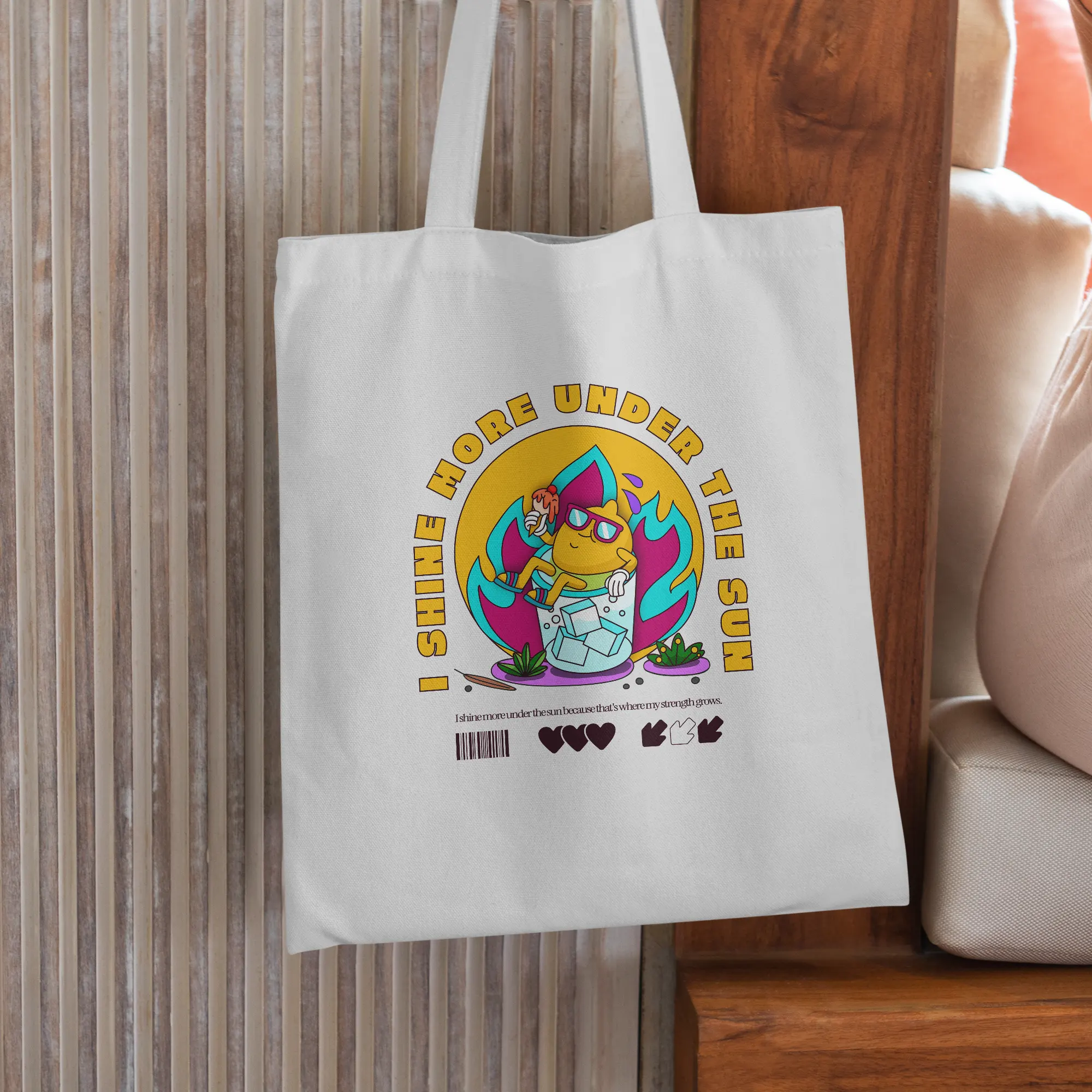 Sunny cartoon character in glass with flames design t-shirt design ...